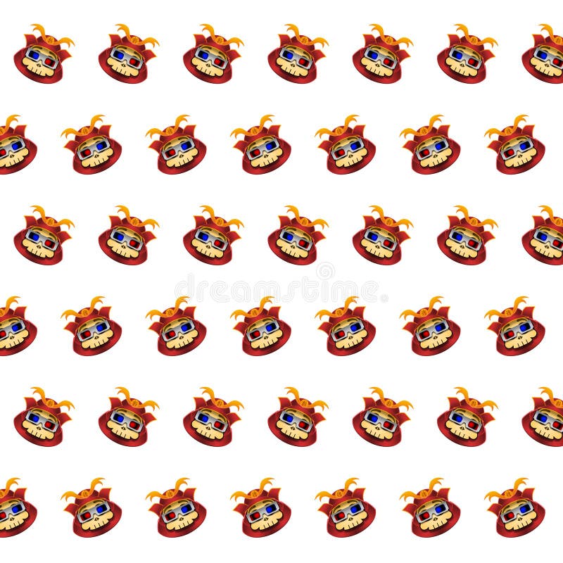 Samurai Skull - Sticker Pattern 28 Stock Illustration - Illustration of ...