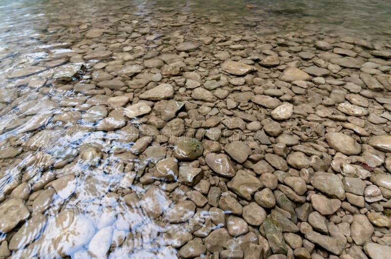 Pattern Stone Bottom of a Mountain River with Clear Clear Water Stock ...