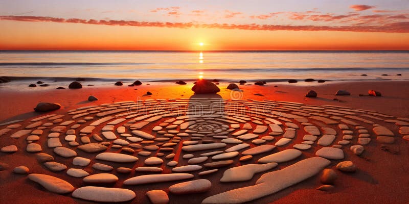 Pattern of Stones on a Sandy Beach Stock Photo - Image of serenity ...