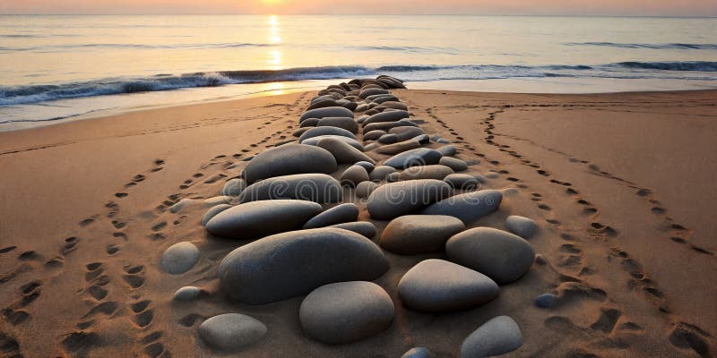 Pattern of Stones on a Sandy Beach Stock Image - Image of harmony ...