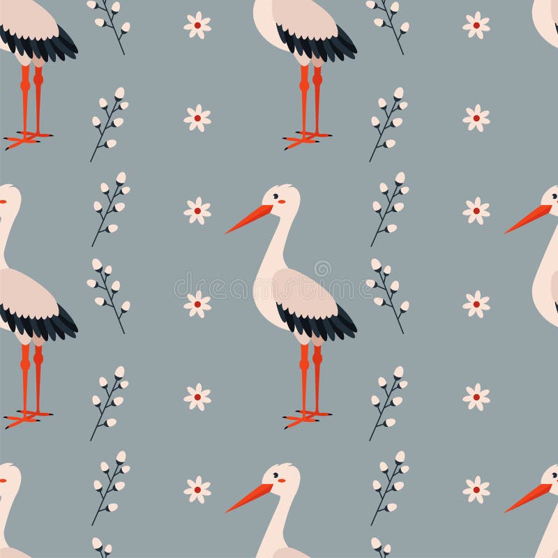 Pattern with stork bird stock vector. Illustration of texture - 277980846