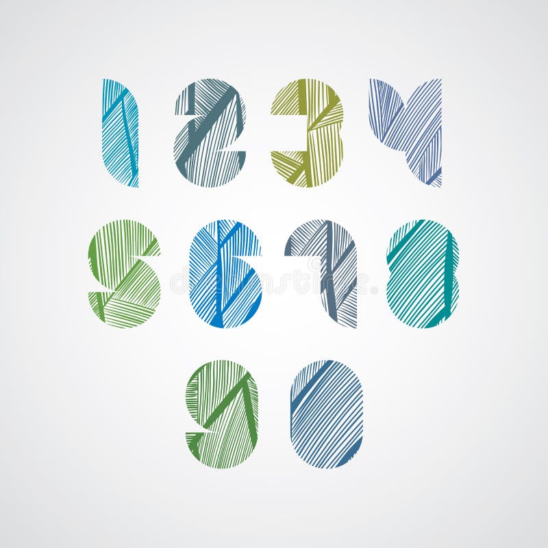 Pattern Striped Colorful Numbers. Textured Numeration Stock Vector ...