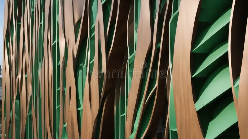 Pattern with Stripes a Sculpture with a Green Façade and a Shape. the ...