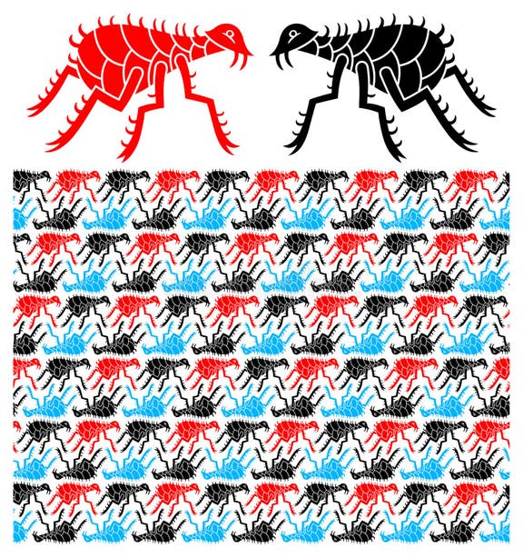 Pattern with Stylized Fleas Stock Illustration - Illustration of hair ...