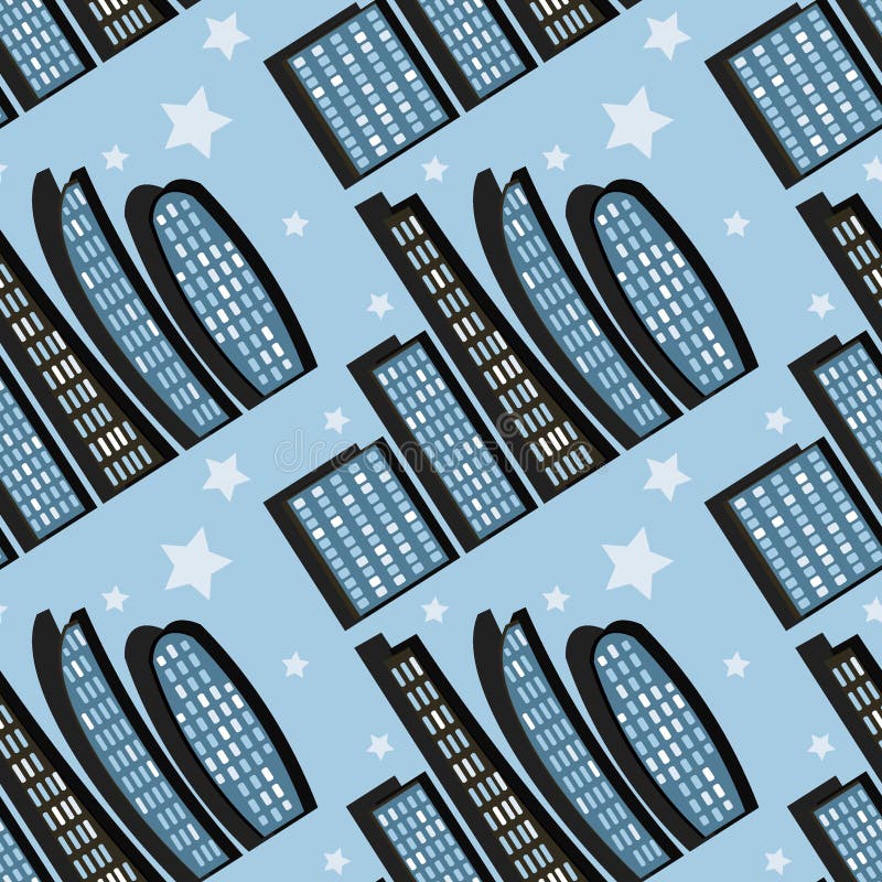 Pattern - a Stylized Night City - Graphics. Megalopolis, Modern ...