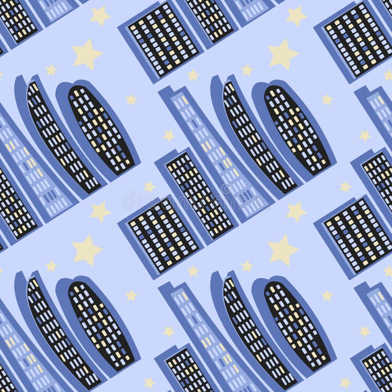 Pattern - a Stylized Night City - Graphics. Megalopolis, Modern ...