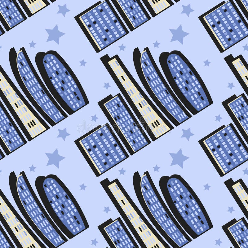 Pattern - a Stylized Night City - Graphics. Megalopolis, Modern ...