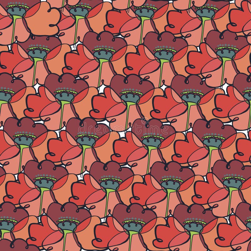 Pattern with Stylized Poppies Stock Vector - Illustration of symbol ...