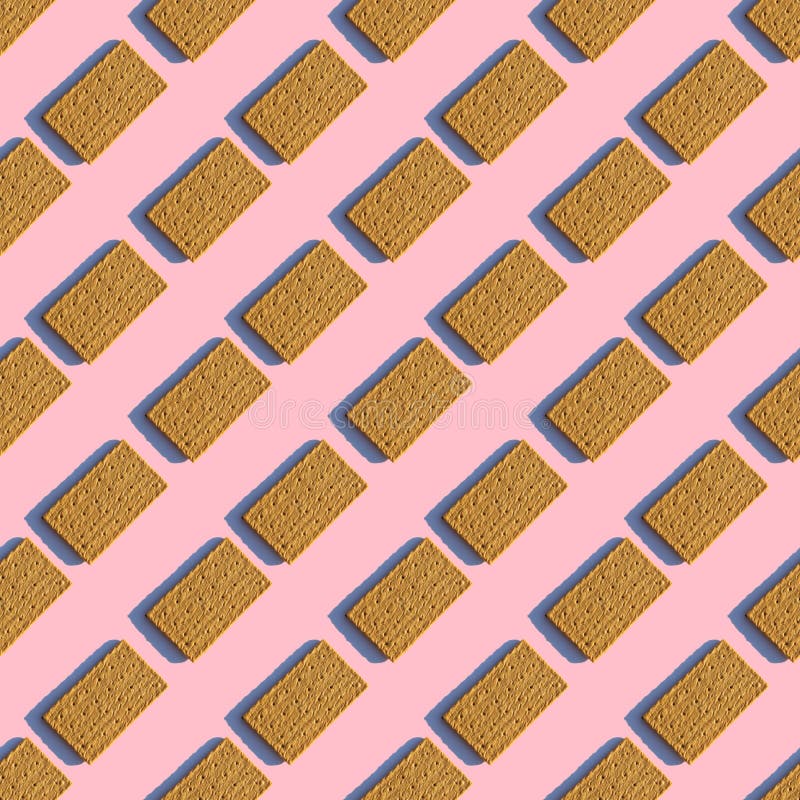 Pattern of Sugar Rectangular Cookies with a Shadow on a Pink Background ...