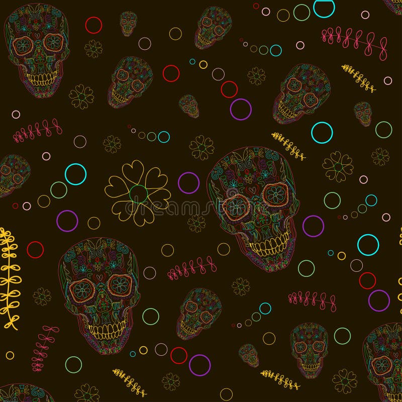 Sugar Skull Seamless Pattern Stock Vector - Illustration of ornament ...