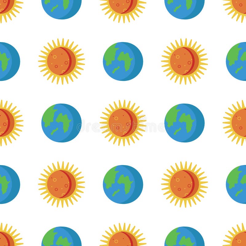 Pattern of Sun and Earth on White Background for Website Design Stock ...