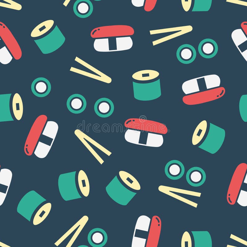 Simple Vector Illustration with Ability To Change. Pattern with Sushi ...