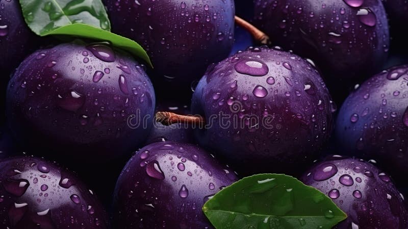 Pattern Sweet Juicy Dark Purple Plum Stock Image - Image of purple ...