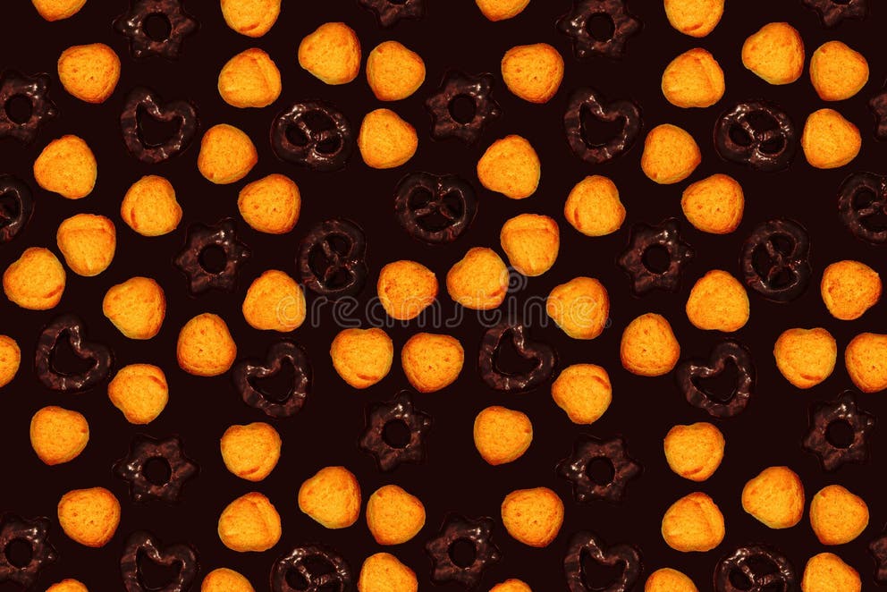 Pattern of Sweet Shortbread Cookies with and without Icing Stock Image ...