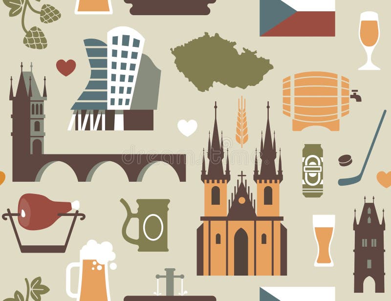 Pattern with Symbols of the Czech Republic Stock Vector - Illustration ...