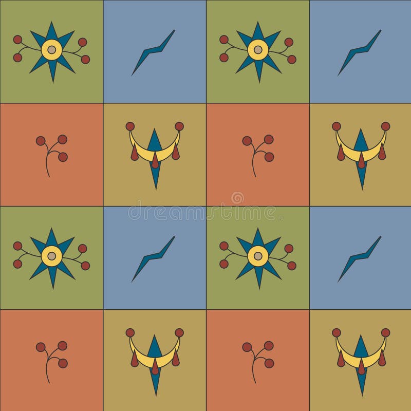 Pattern Symbols Inside the Squares. Stock Vector - Illustration of ...