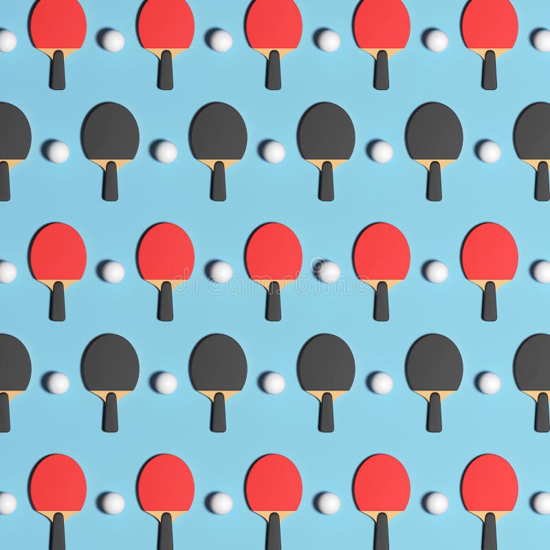Pattern of Table Tennis or Ping Pong Racket Template with Ball on Blue ...