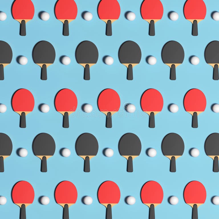 Pattern of Table Tennis or Ping Pong Racket Template with Ball on Blue ...