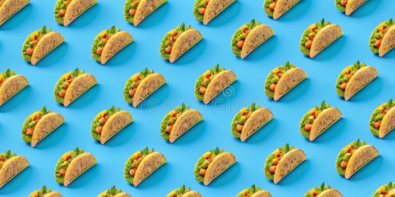 Pattern of Tacos on Blue Background AI-Generated Content Stock ...