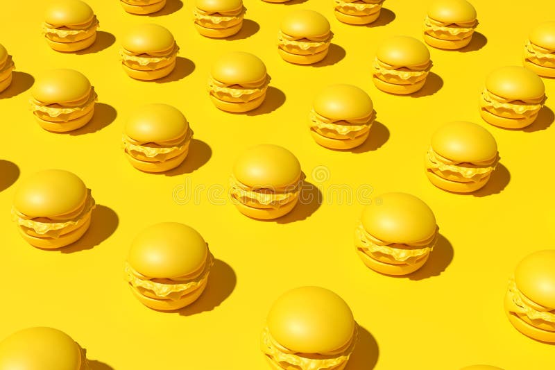 Pattern of Tasty Burgers Creating a Delicious Background on Yellow ...