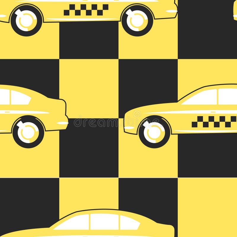 Pattern Taxi Cab Symbol on Yellow - Black Stock Vector - Illustration ...