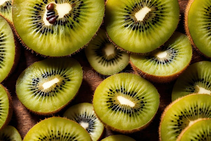 Pattern Texture Background of Sliced Fresh Green Kiwifruit Kiwi Fruit ...