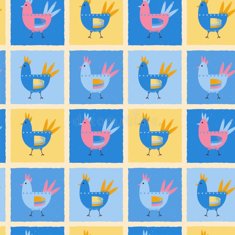 Pattern on the Theme of Animals. Square Template with a Bird Chicken in ...