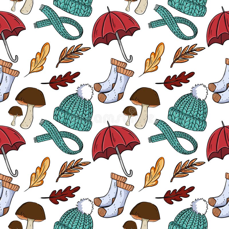 Pattern on the Theme of Autumn Stock Vector - Illustration of forest ...