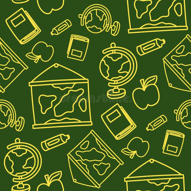 Pattern on the Theme of Education, Geography Lesson Globe, Wax Crayon ...