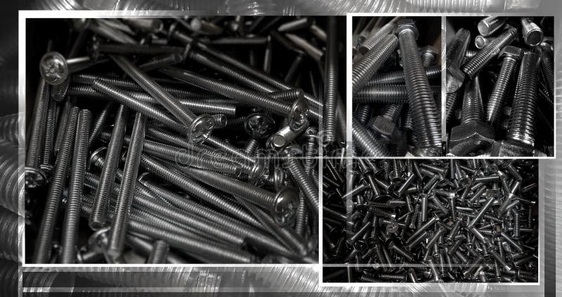 Pattern of Threaded Different Sizes Bolts Closeup Background Stock ...