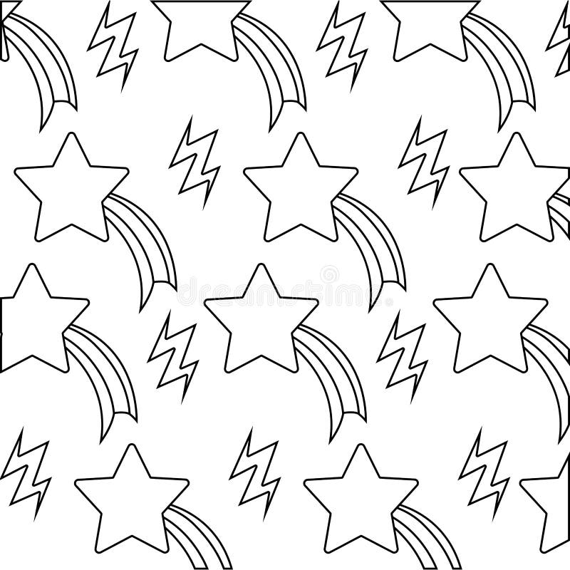 Pattern of Thunderbolts and Shooting Stars Stock Illustration ...