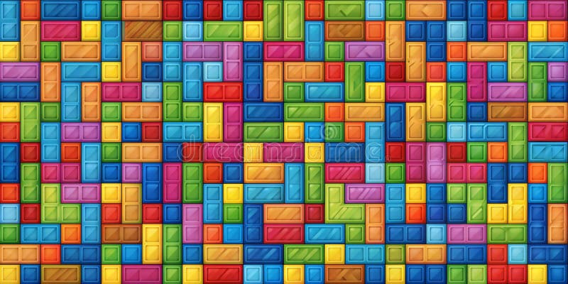 Pattern Tile Tetris Geometric Seamless Wallpaper AI Generative Stock Illustration - Illustration ...