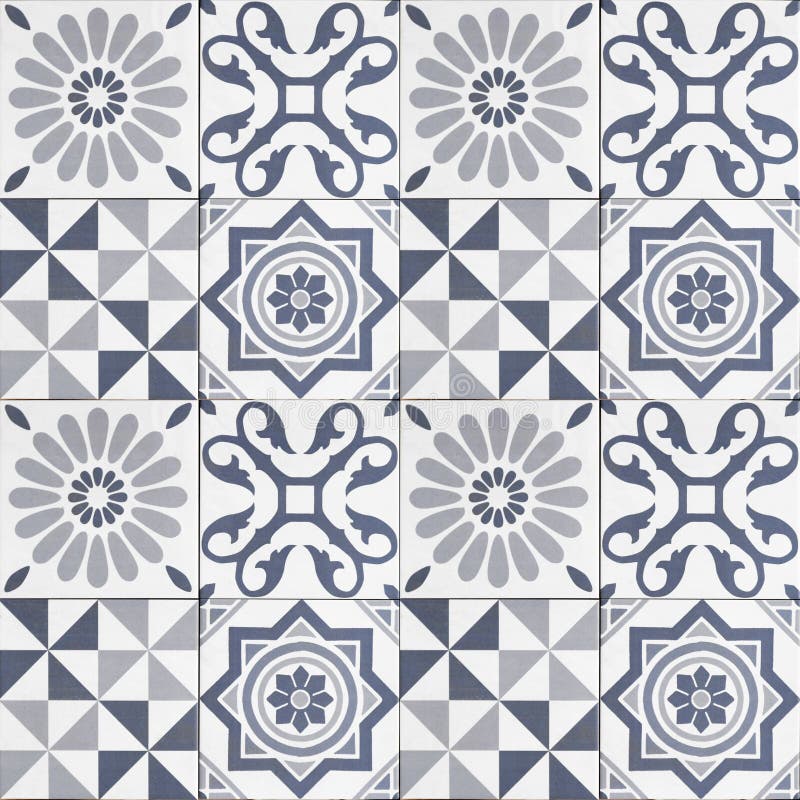 Decorative Tile Pattern Patchwork Design - Blue, White Stock Photo - Image of caramic, texture ...