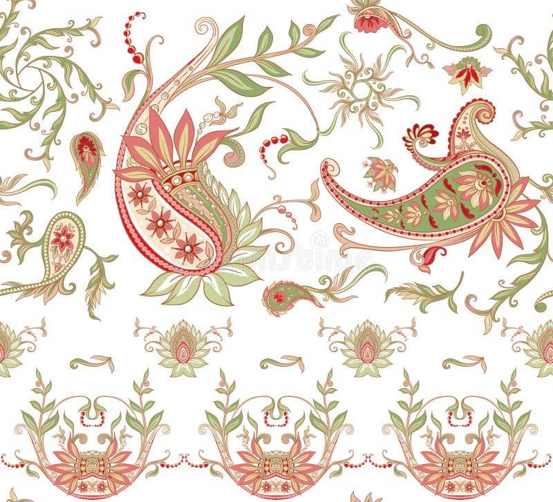 Pattern with Traditional Paisley. Floral Vector Stock Vector ...
