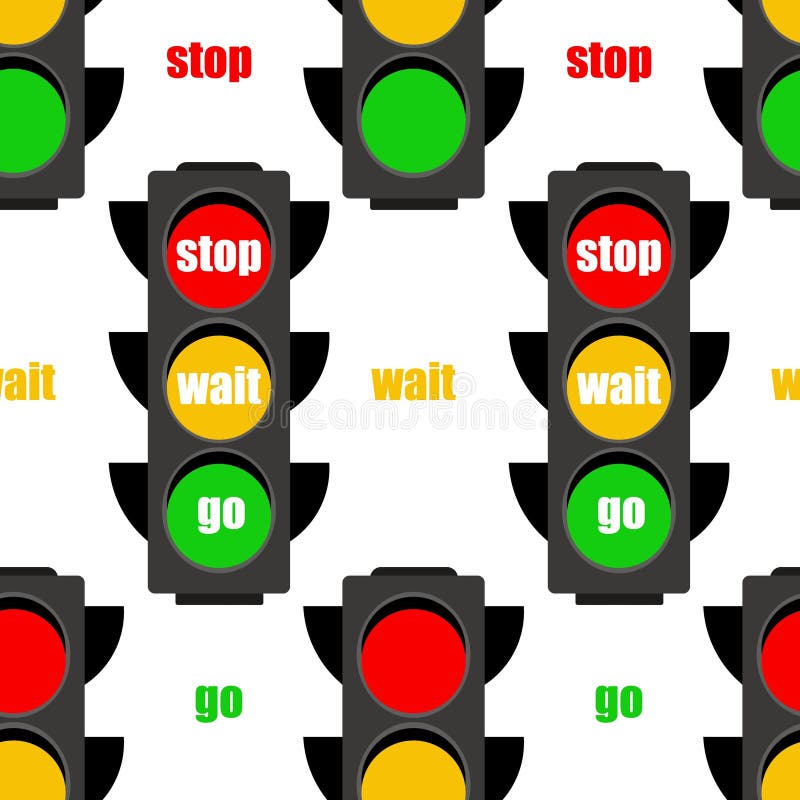 A Pattern with Traffic Lights and Different Burning Colors. Seamless ...