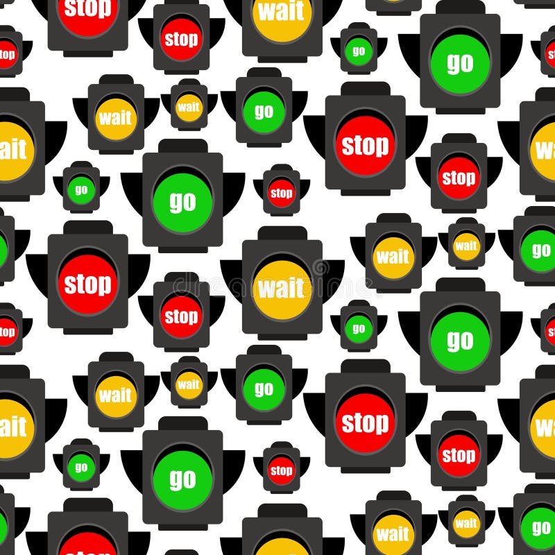A Pattern with Traffic Lights and Different Burning Colors. Seamless ...