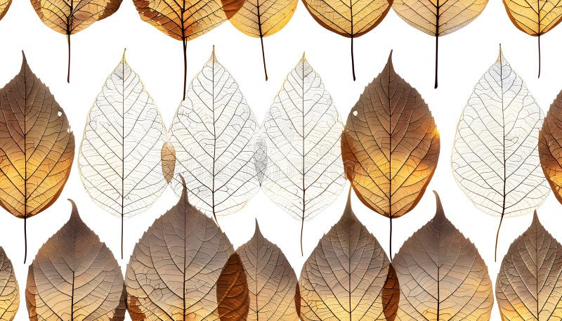 A Pattern of Translucent Leaves in Warm Hues Against a White Background ...