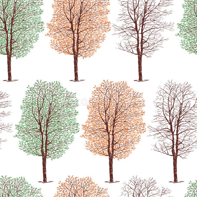 Pattern of the Trees in the Different Seasons Stock Vector ...