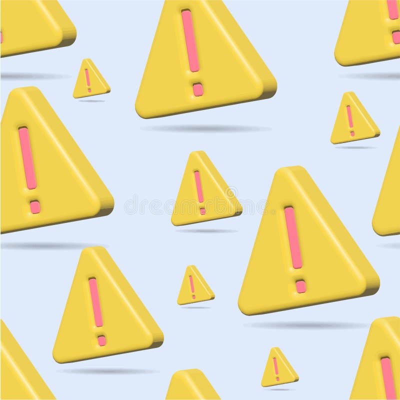 Pattern of Triangle Warnings Symbols on Blue Background. Error Alert ...