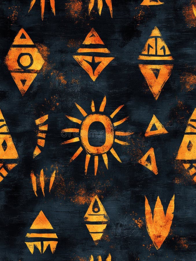 A Pattern of Triangles and Squares with a Sun in the Middle Stock ...