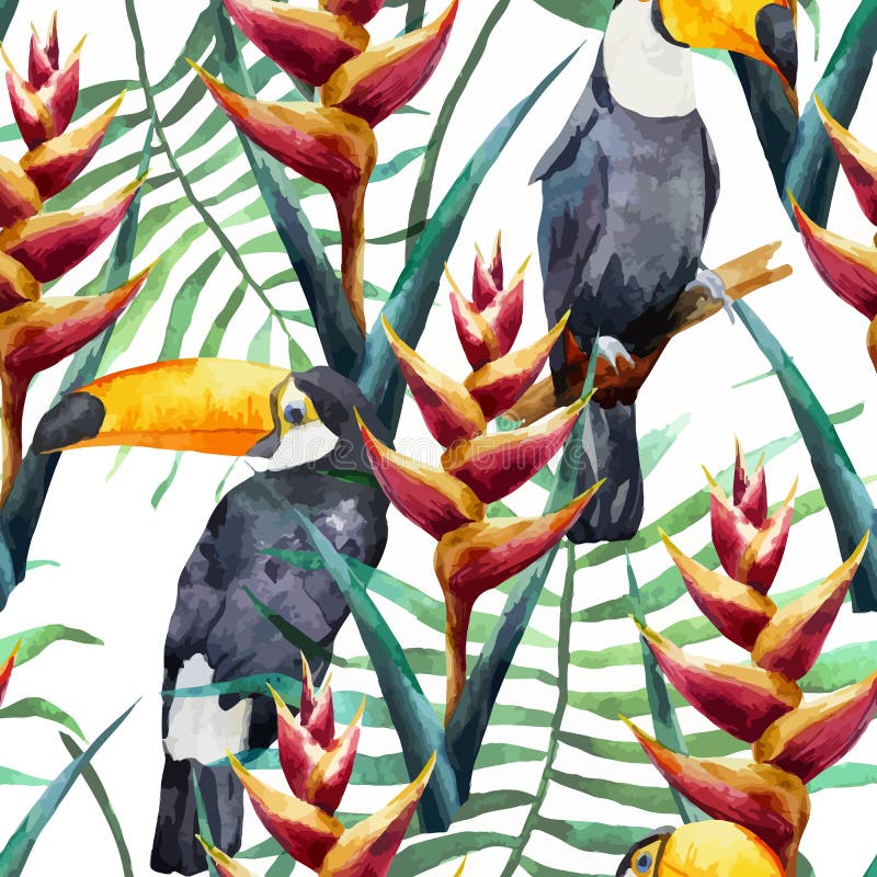 Pattern, Tropical, Watercolor Stock Illustration - Illustration of ...