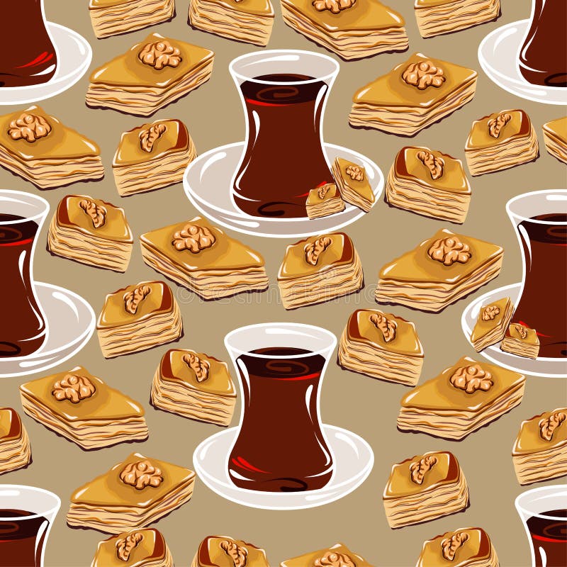 Pattern with Turkish Cup with Tea on a Saucer Stock Vector ...