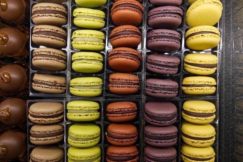 Pattern of Various Flavor Macaron Pastries Stock Image - Image of ...
