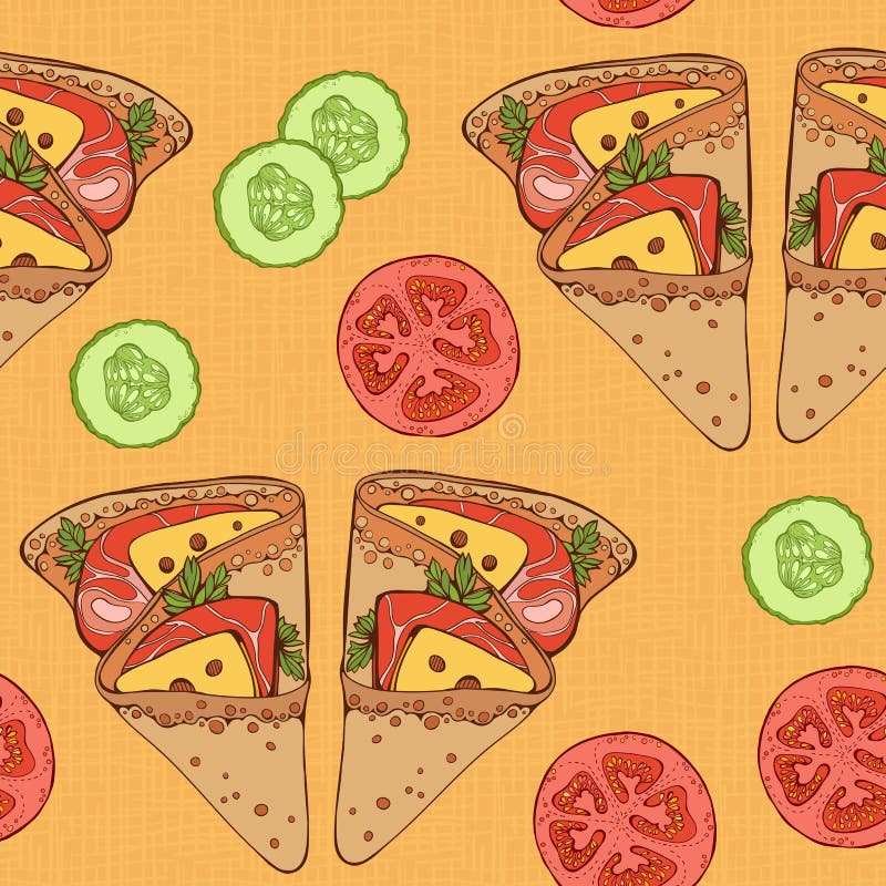 Pattern of Various Food Items 2 Stock Vector - Illustration of ...