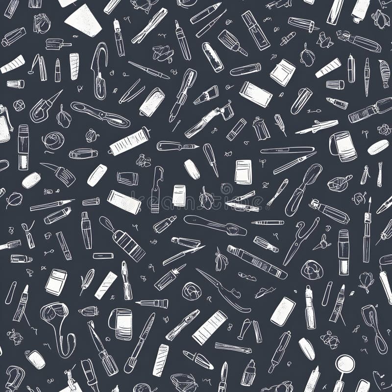 A Pattern of Various Grooming and Personal Care Items on a Dark ...