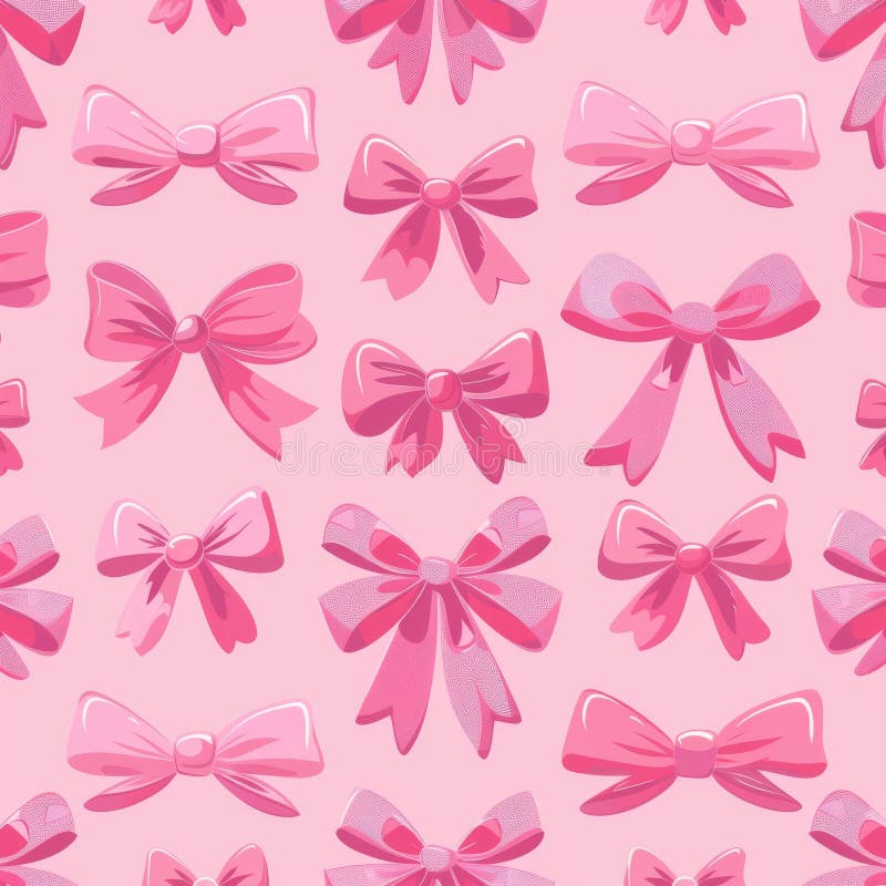 Pattern with Various Pink Bow Designs on a Light Background Stock Image ...