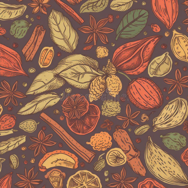 Pattern with Various Spices and Seasonings on the Background,Generative ...