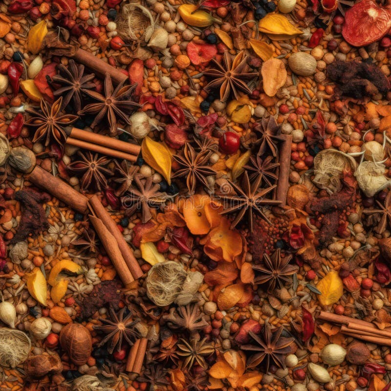 Pattern with Various Spices and Seasonings on the Background,Generative ...