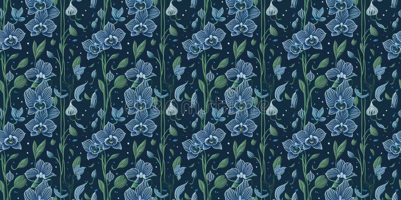 Pattern Vase Elegant Hybrid Orchids White Background Clipart Seamless ...