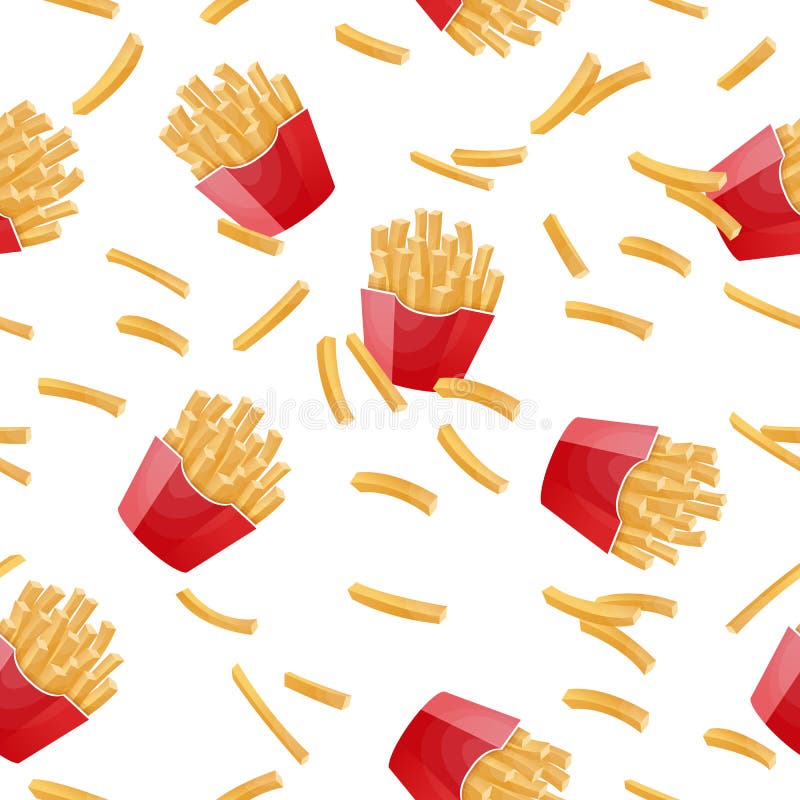 Pattern of Vector Illustrations on the Fast Food Theme: French Fries ...